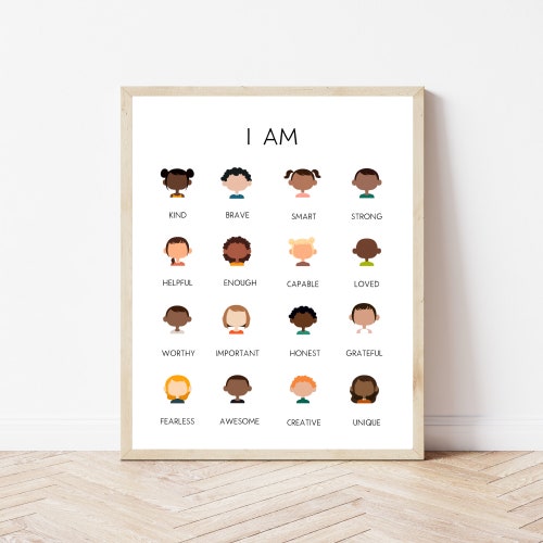 16 Positive Affirmations Poster I Am Enough Kid - Etsy