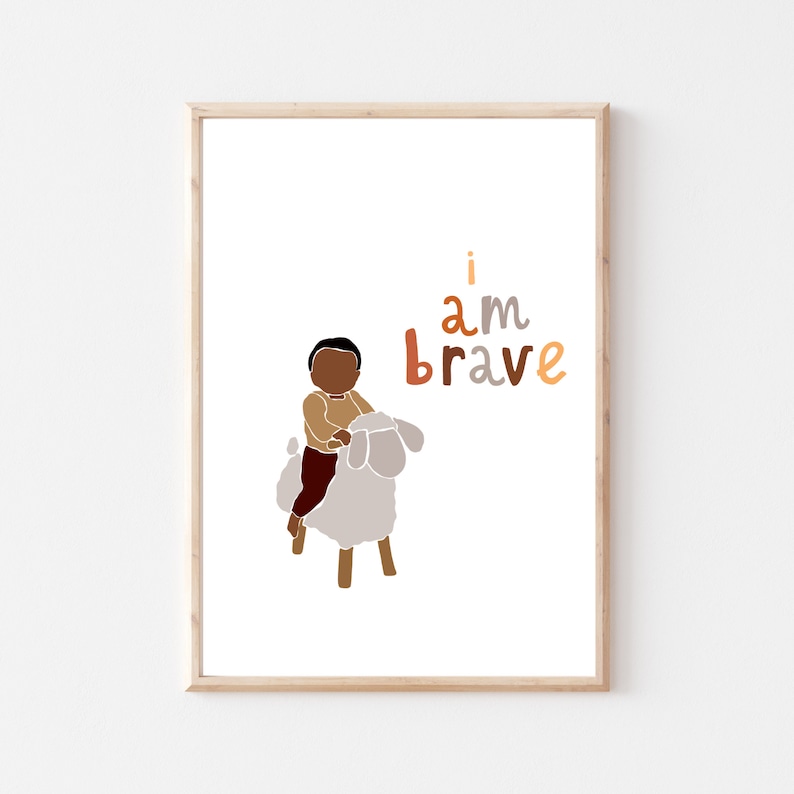 I Am Brave, Affirmation, Digital Wall Art, Black Boy Joy, African ...