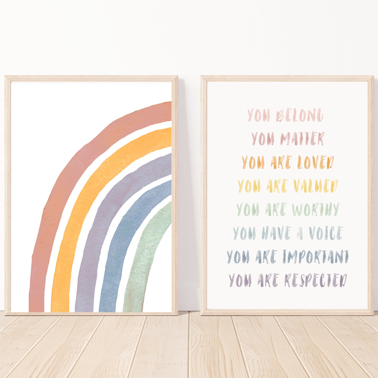 Set of 3 Watercolor Diversity Rainbow Posters, Boho Classroom Decor ...