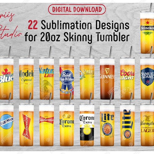 Beer Tumbler Sublimation Design Beer Glass 20oz Skinny Tumbler - Etsy