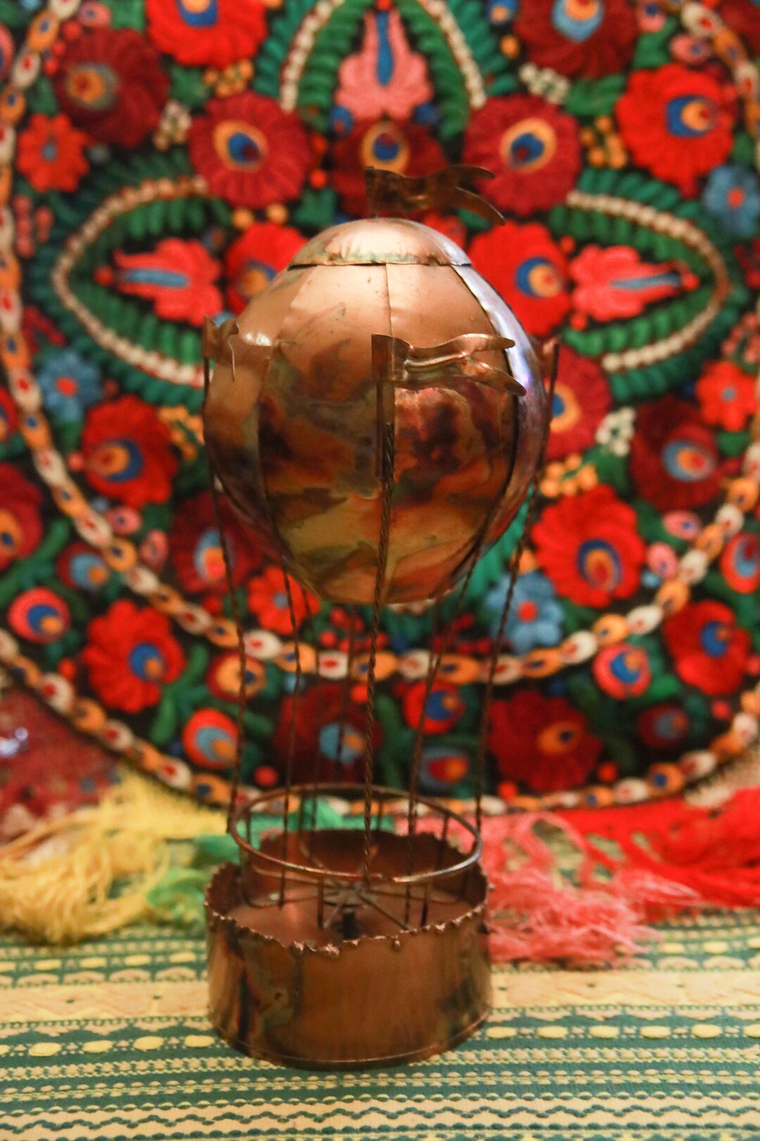 Fabricated Copper Articulated Rotating Mechanical Hot Air Balloon Music ...