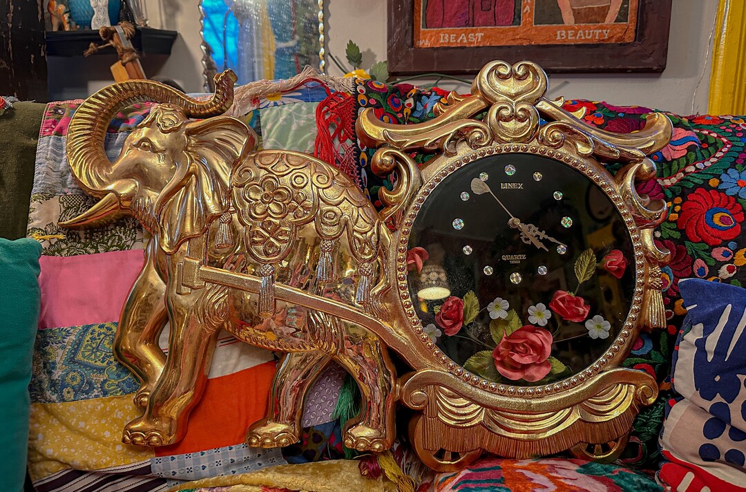 70s Vintage Elephant Caravan Shadowbox Wall Clock - Etsy