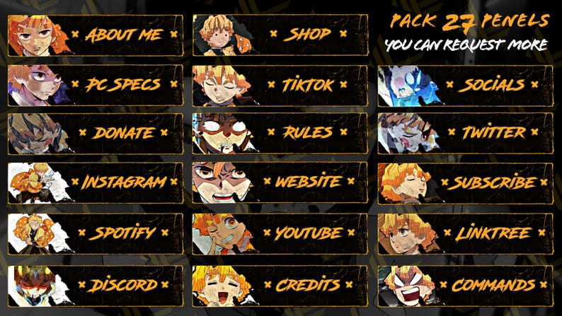 Zenitsu Demon Slayer Stream Package | Animated Overlay Set - Etsy