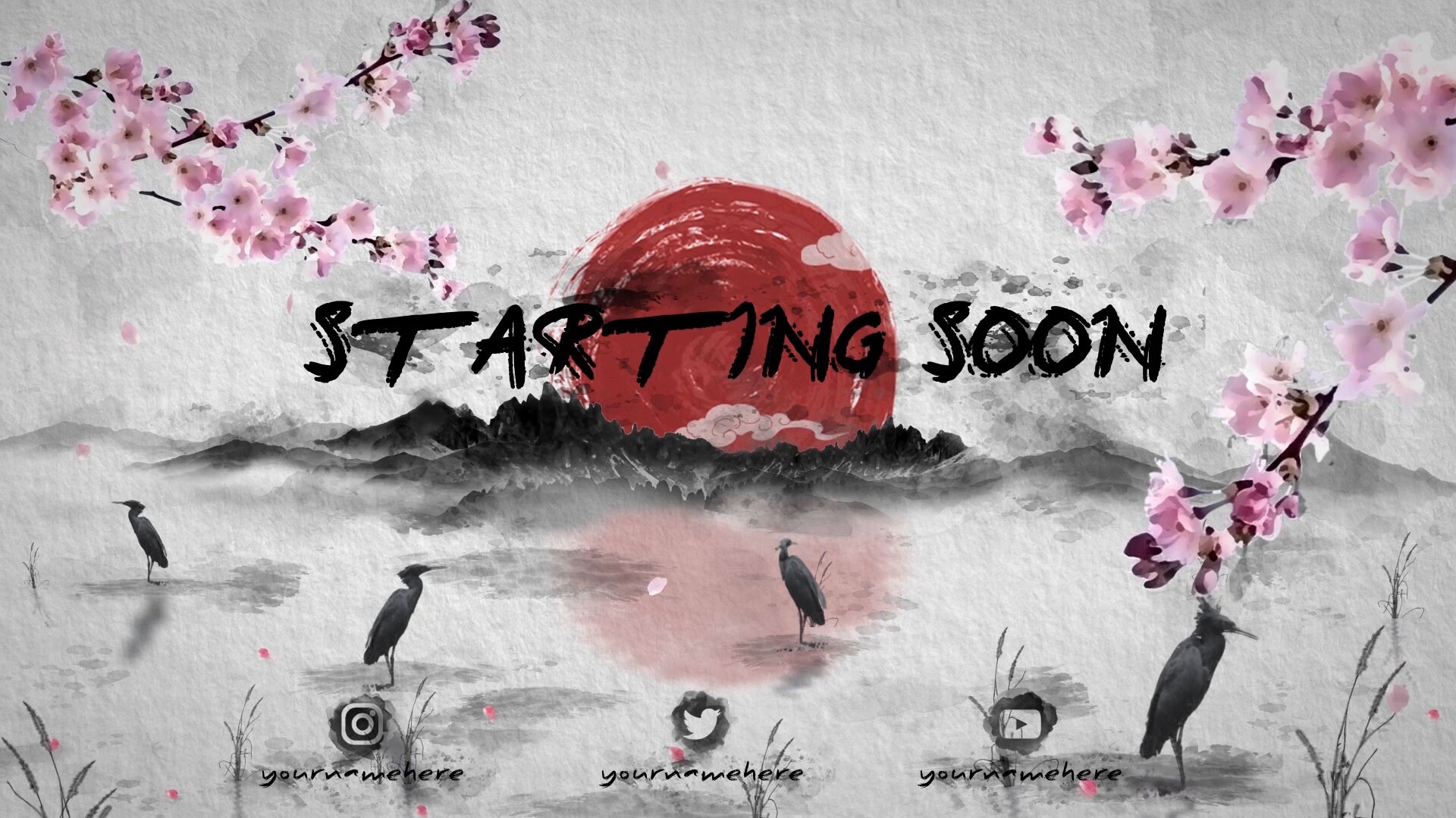 Animated Japanese Painting Twitch Stream Screens: Sakura Banner Pack - Etsy