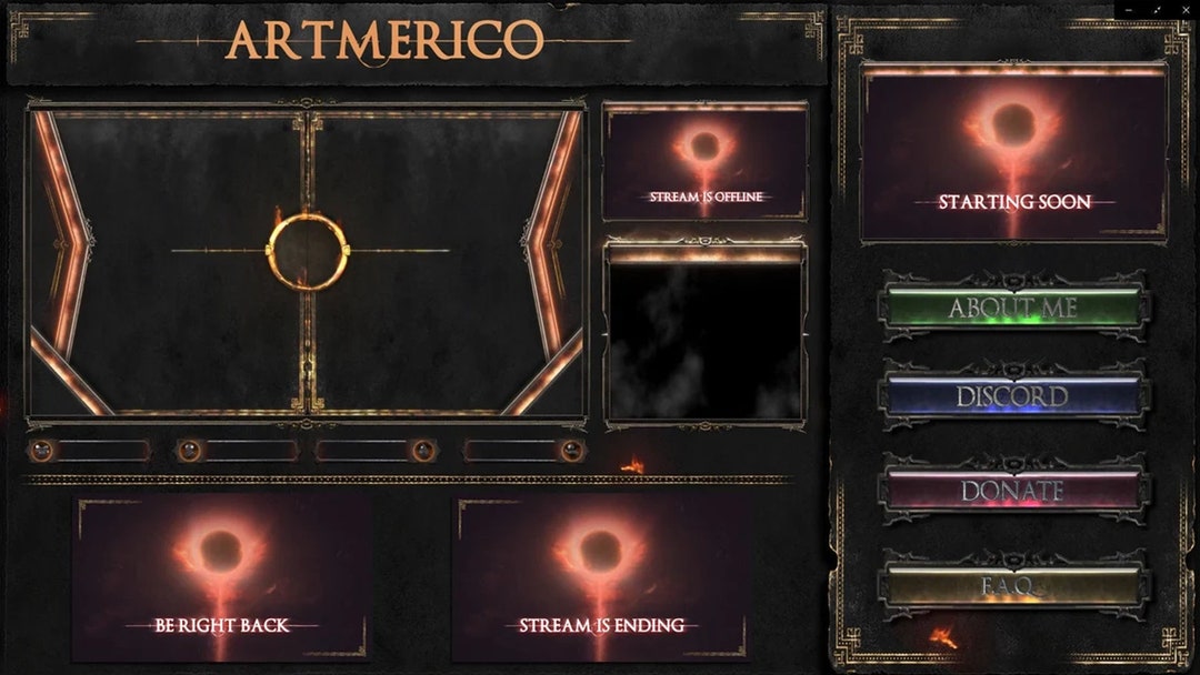 Full Animated Medieval Stream Package / Fire / Magic / Panels / Facecam ...