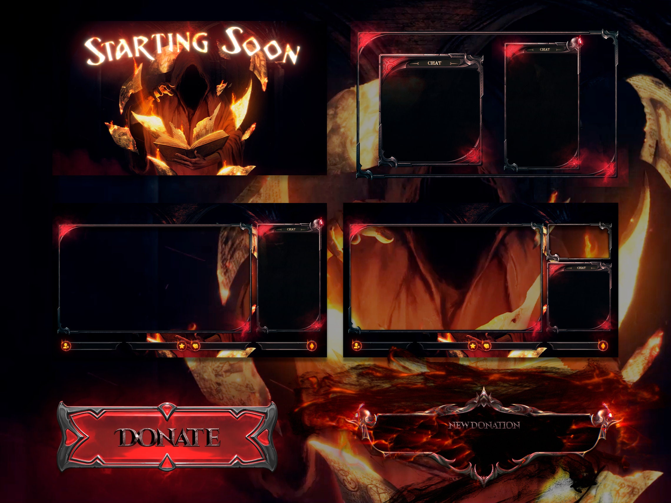 ANIMATED PACKAGE red Dark Wizard Starting BRB Ending Offline ...