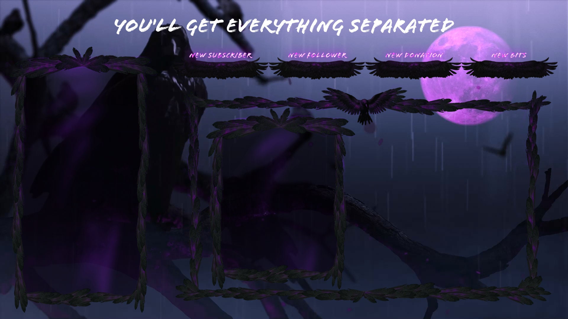 Purple ANIMATED PACKAGE | Crow Overlay | Starting | BRB | Ending ...