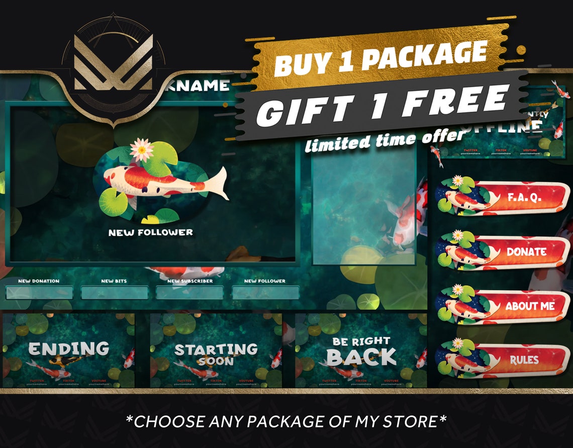 Full Animated Koi Fish Stream Package / Panels / Webcam / - Etsy