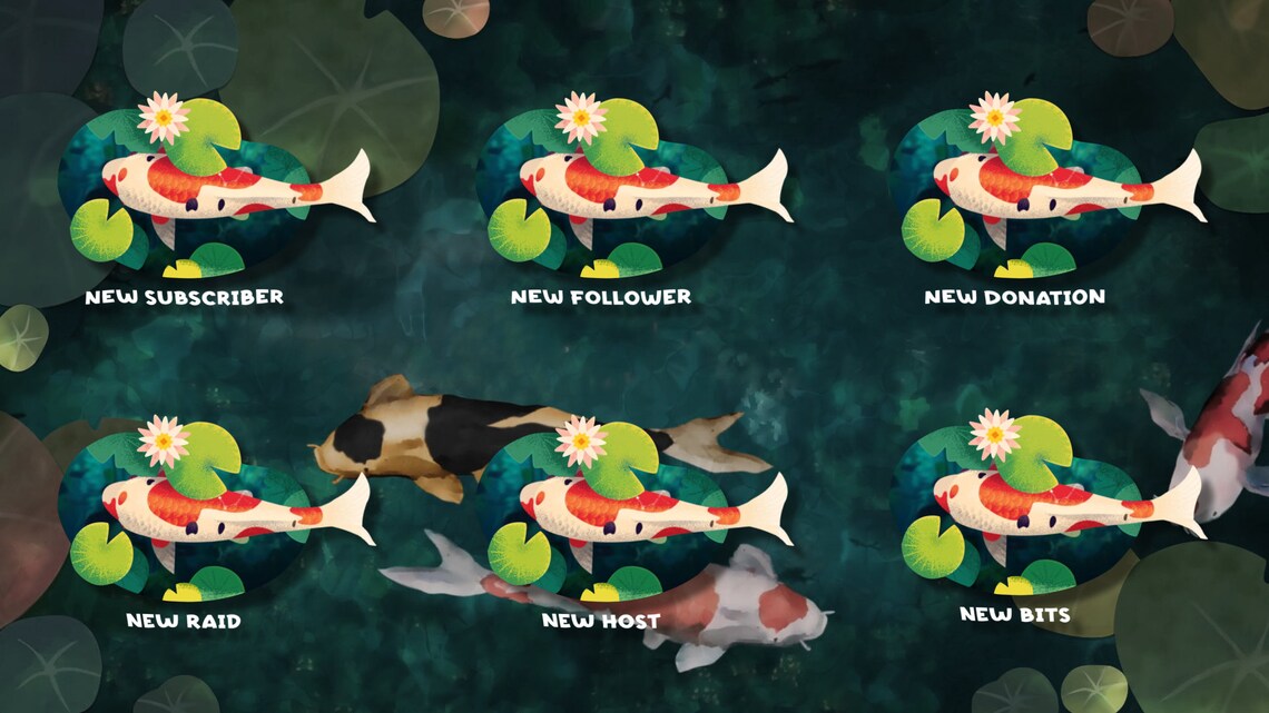 Full Animated Koi Fish Stream Package / Panels / Webcam / - Etsy