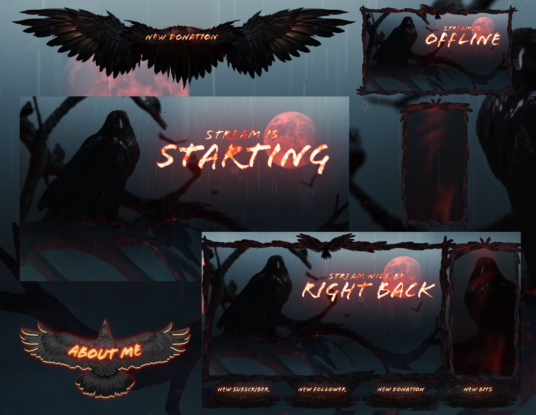 ANIMATED PACKAGE | Crow Overlay | Starting | BRB | Ending | Offline ...