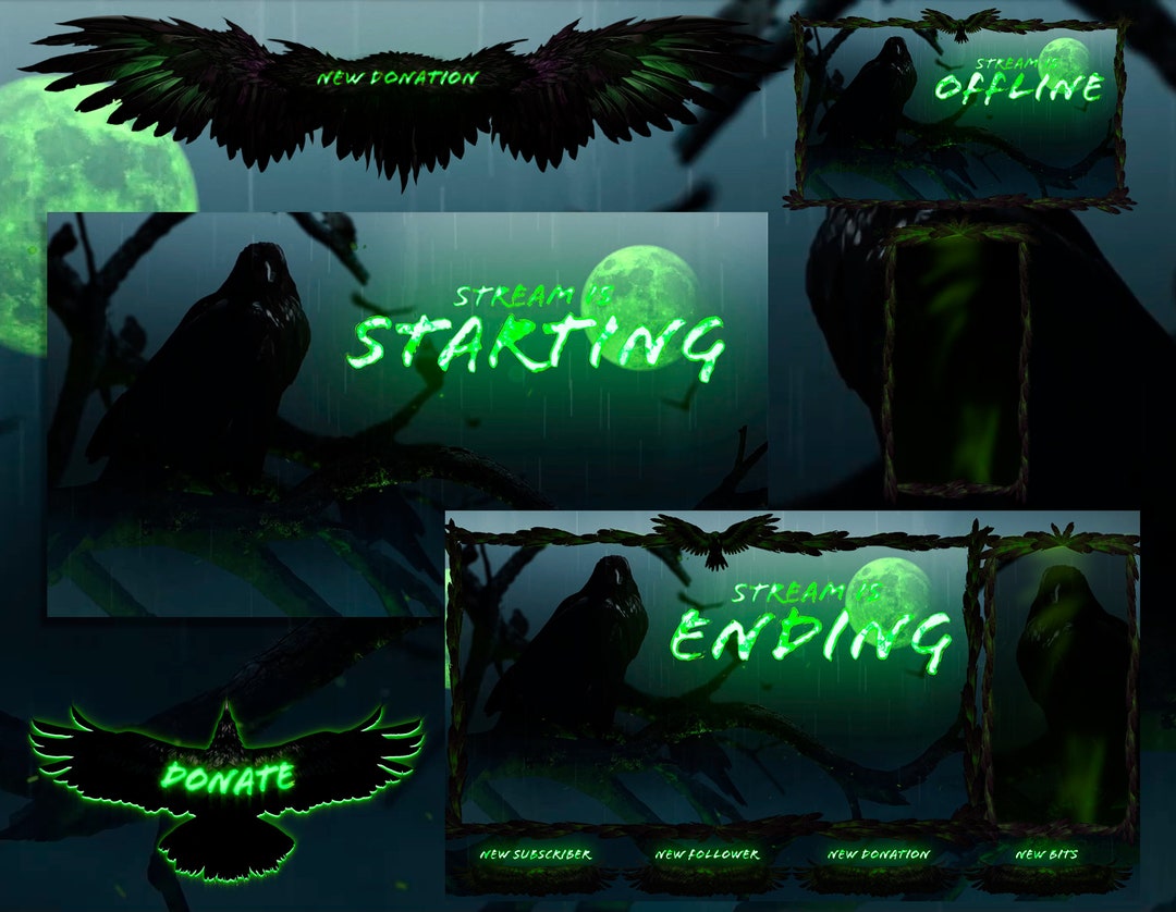 ANIMATED PACKAGE | Crow Overlay | Starting | BRB | Ending | Offline ...