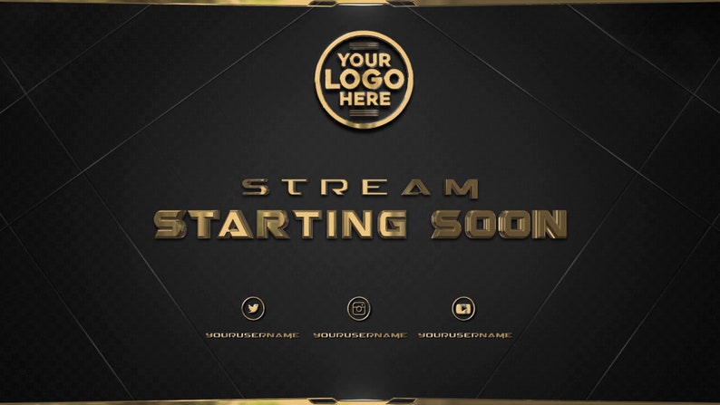 Black and Gold Animated Stream Package: Screens, Alerts, Panels - Etsy