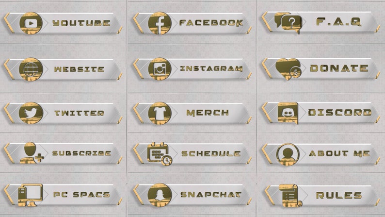 15x Twitch White and Gold Panels - 3D Details - Etsy