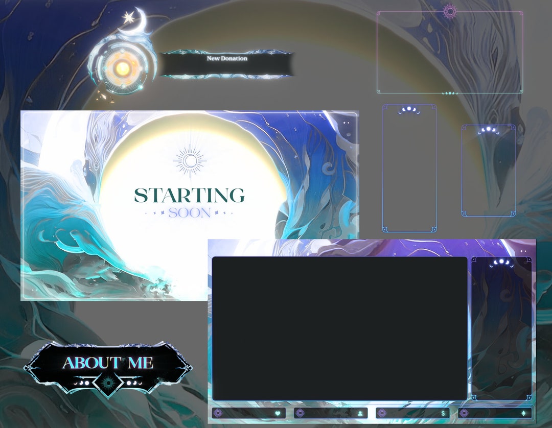 ANIMATED TWITCH PACKAGE | Celestial Blue Eclipse Overlay | Screens ...