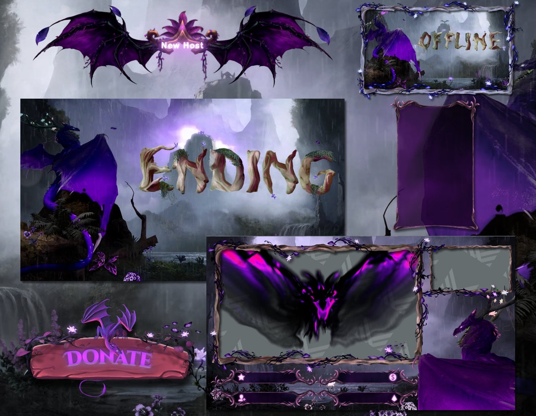 Animated Dragon Stream Package: Purple Rain God Theme - Etsy