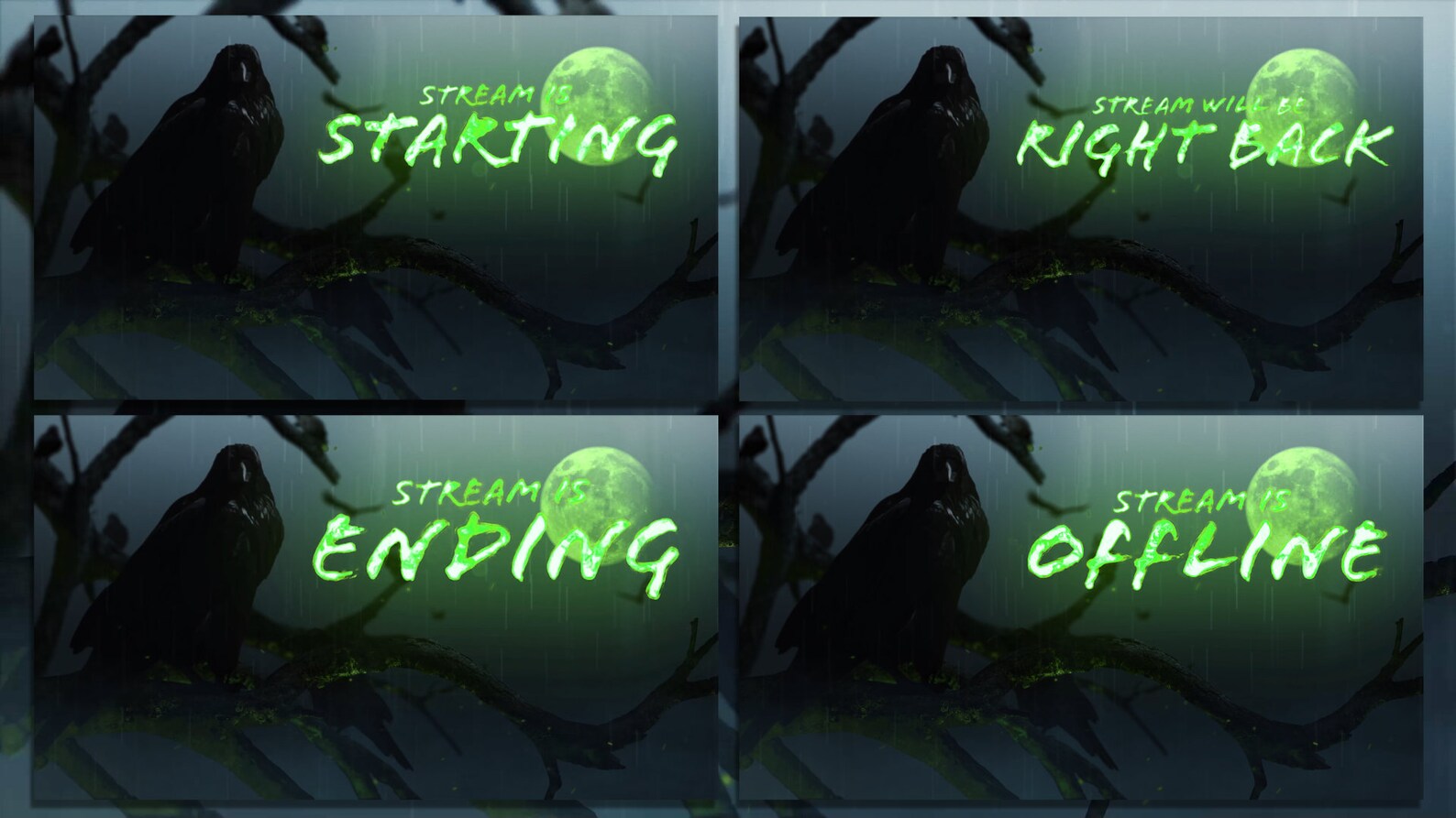 Animated Crow Stream Package: Green Overlay, Alerts, Panels - Etsy