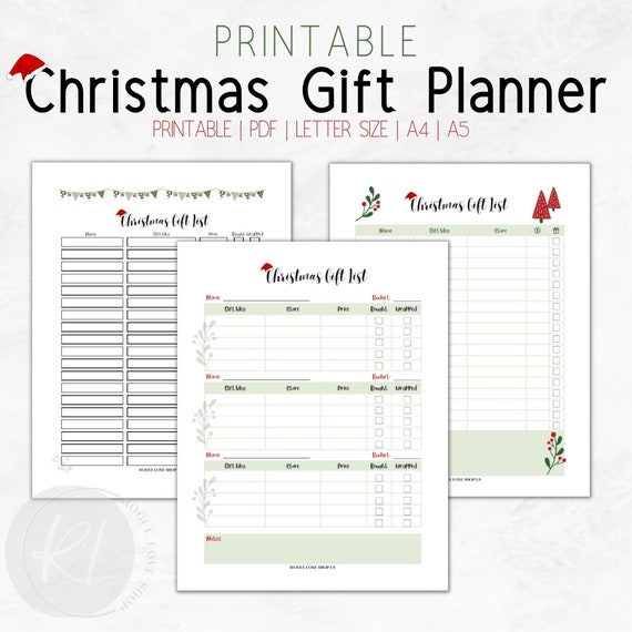 Holiday Planner Christmas Gift List Planner Gift List - Etsy