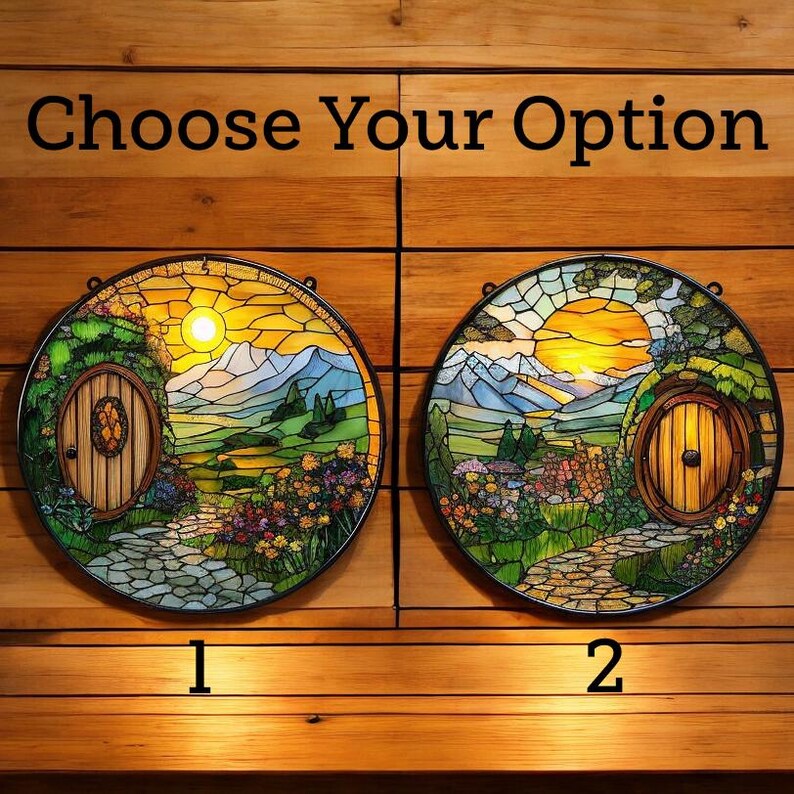 The Shire Stained Glass Suncatcher, Hobbit House Acrylic Decor, Fantasy ...
