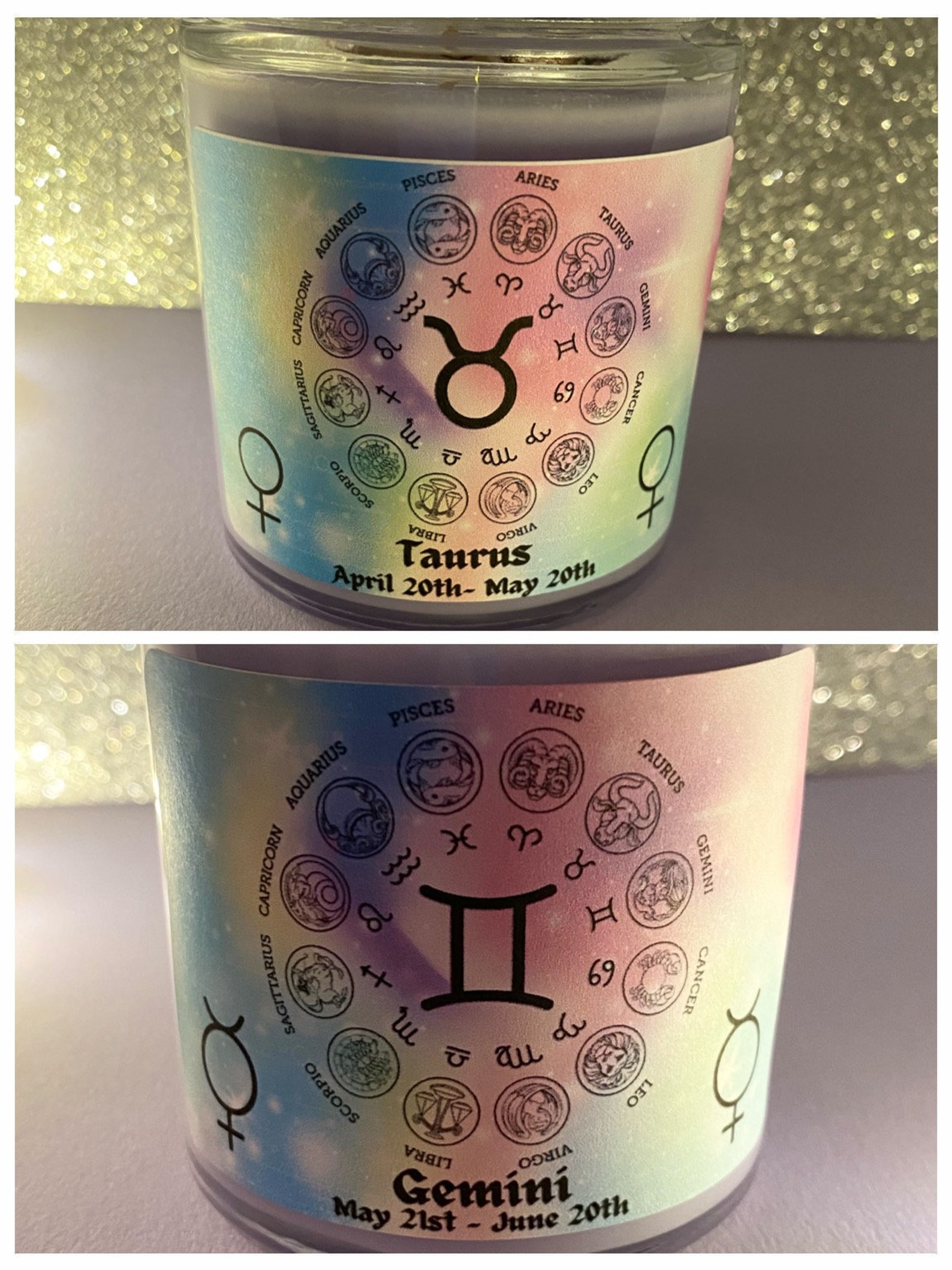 Zodiac Rainbow Galaxy Ruling Planet Candle - Etsy