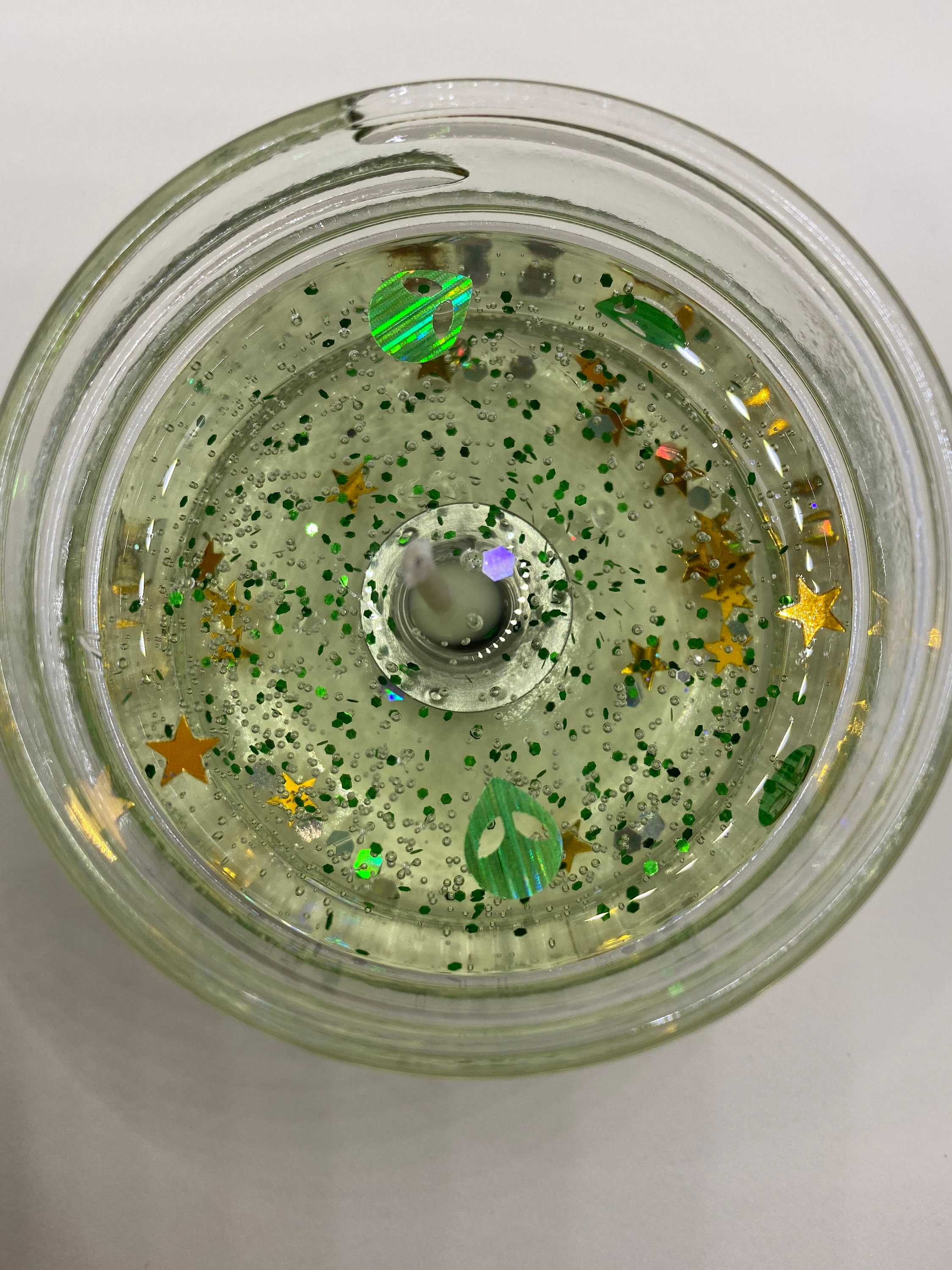 Clear Glitter gel wax alien candle | Etsy