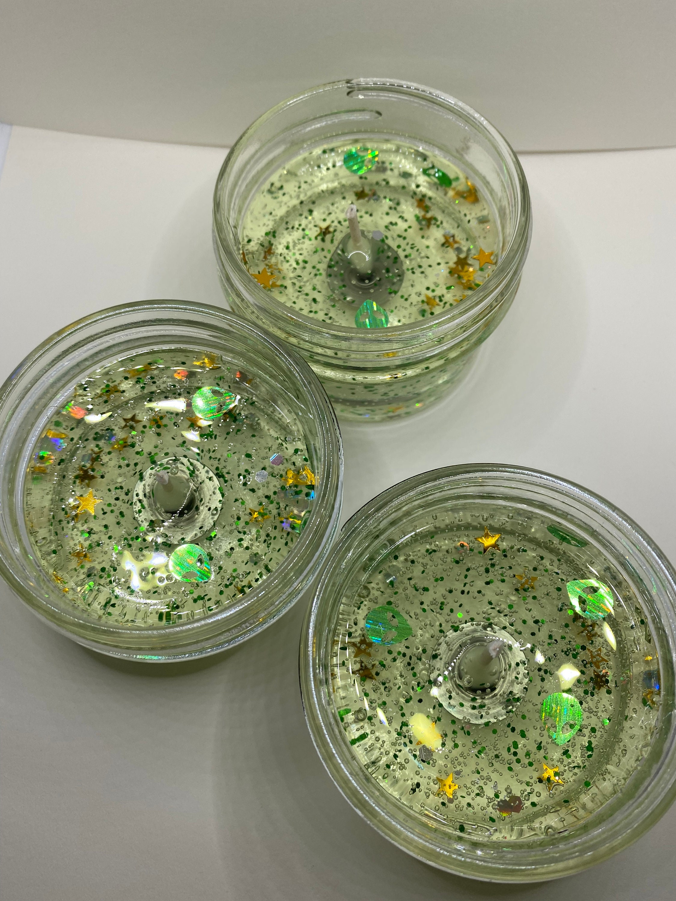 Clear Glitter gel wax alien candle | Etsy