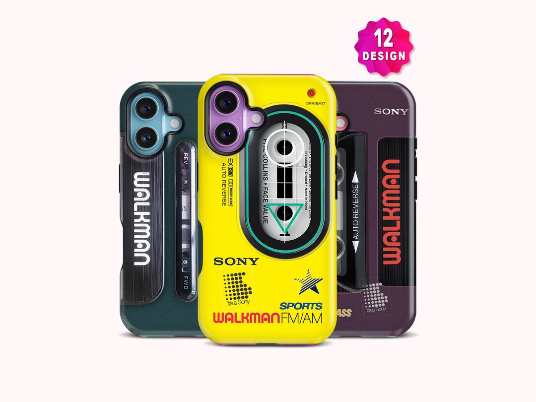 Retro iPhone 17 16 15 Pro Max Yellow Walkman Case: 80s 90s Vintage ...