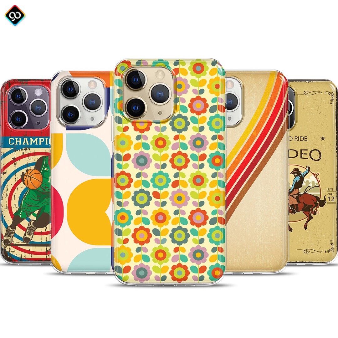 Vintage iPhone 15 Pro Case,retro Stripes Phone Case,70s 80s Hippie ...