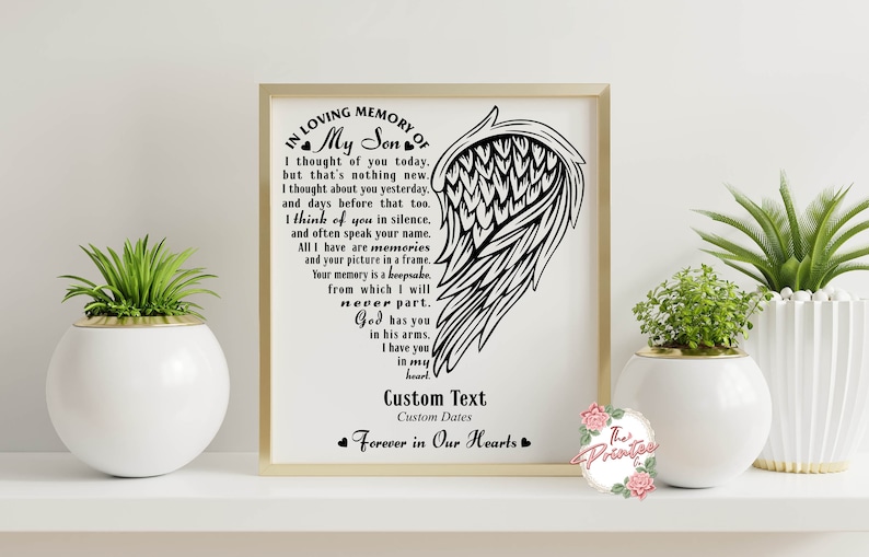 In Loving Memory of My Son SVG Angel Wings SVG Message for - Etsy