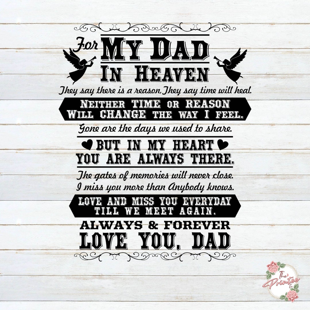 Dad in Heaven SVG in Loving Memory SVG Memory Angel Wings - Etsy