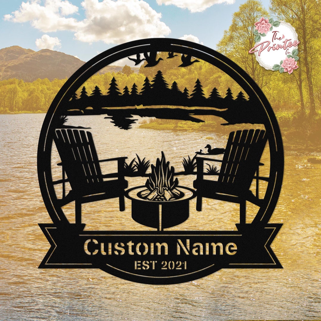 Custom Camping Metal Sign Personalized Campsite Monogram LAKE - Etsy