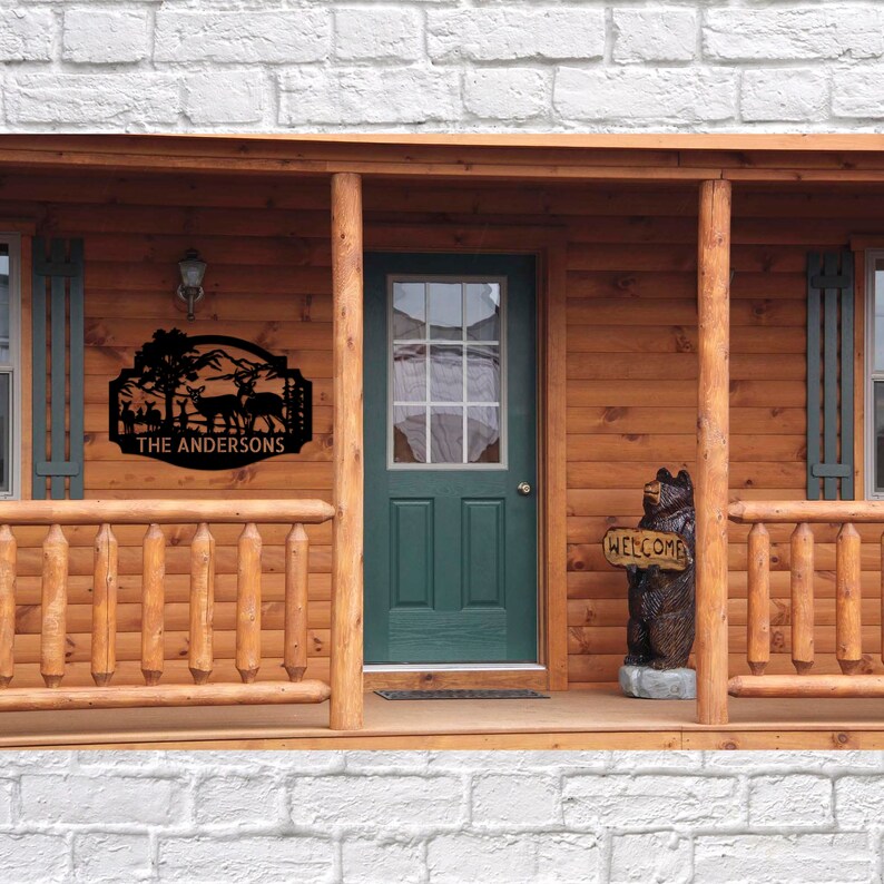 Personalized Deer Metal Cabin Sign Outdoor Hunter Hunting - Etsy