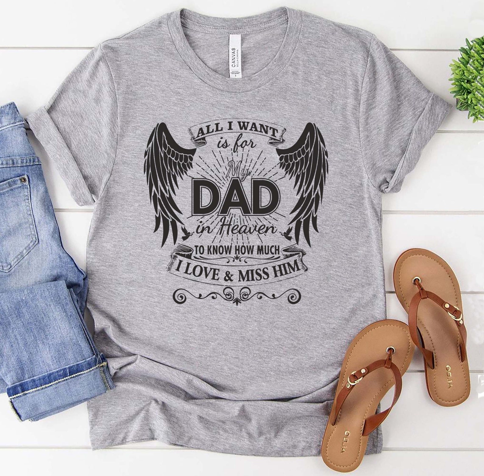 Dad in Heaven SVG in Loving Memory SVG Memory Angel Wings | Etsy