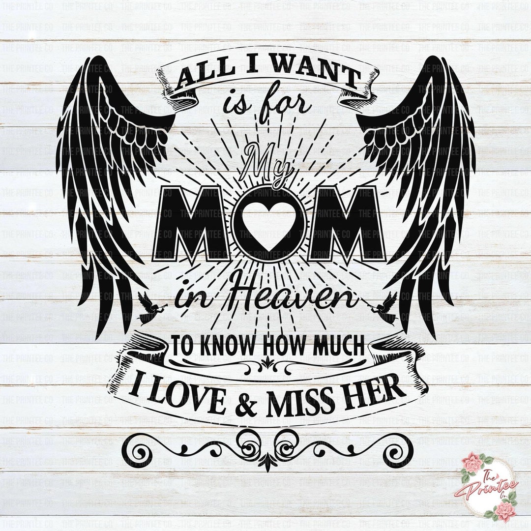 Mom in Heaven SVG, in Loving Memory Svg, RIP Svg, Angel Wings Svg ...