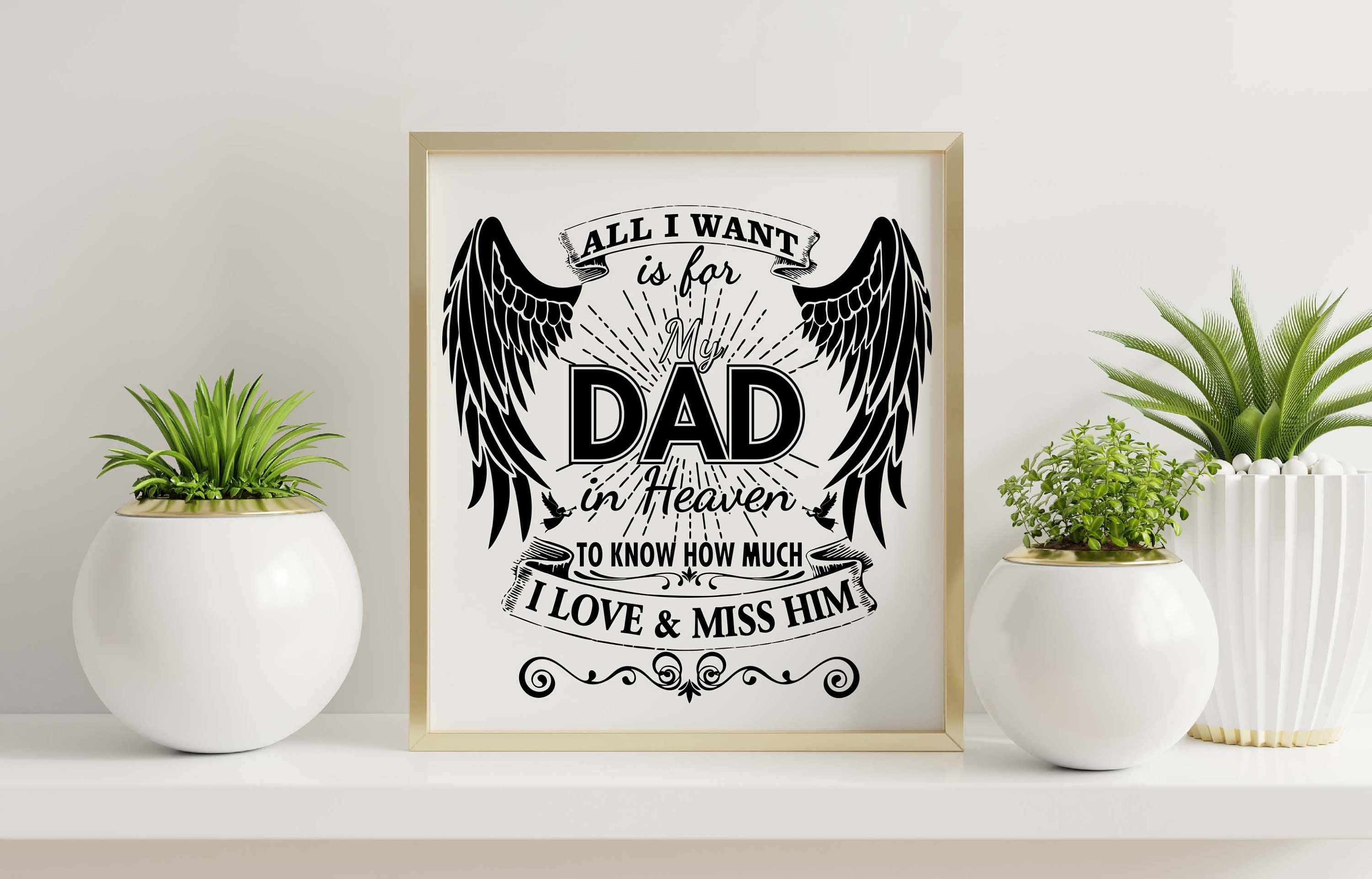 Dad in Heaven SVG in Loving Memory SVG Memory Angel Wings - Etsy UK