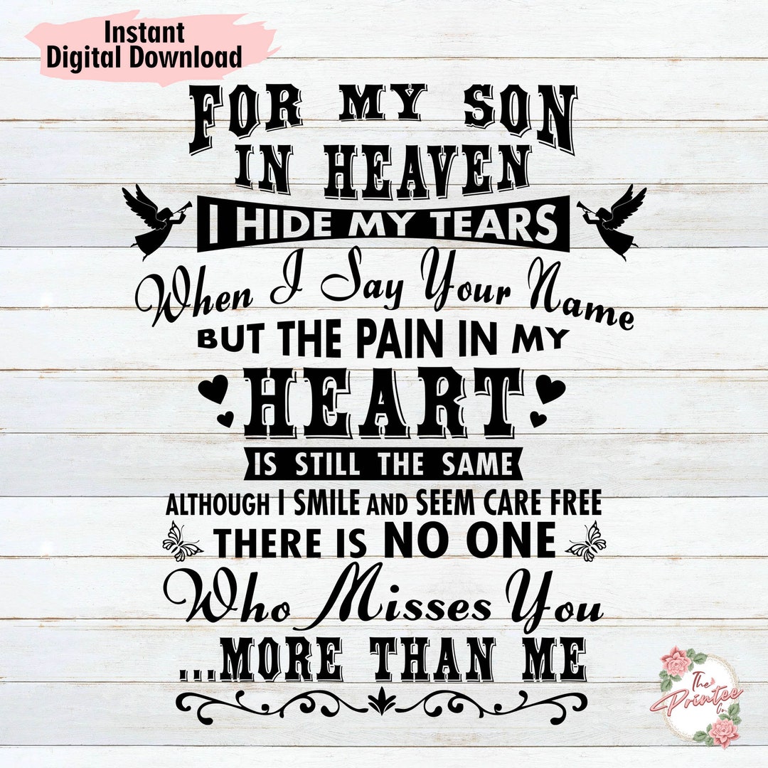 Son in Heaven SVG, in Loving Memory SVG, My Son is an Angel SVG, Decals ...