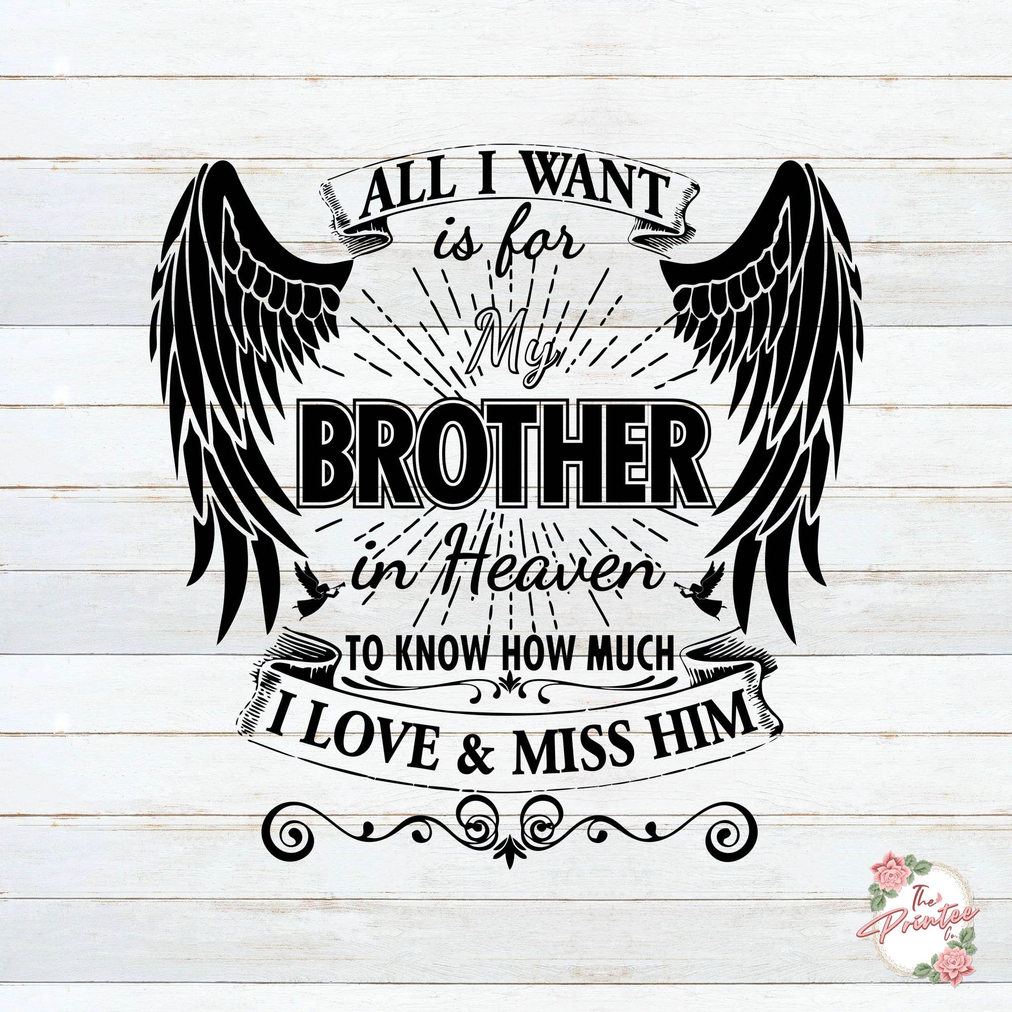 Brother In Heaven Svg In Loving Memory Svg Angel Wings Svg Etsy