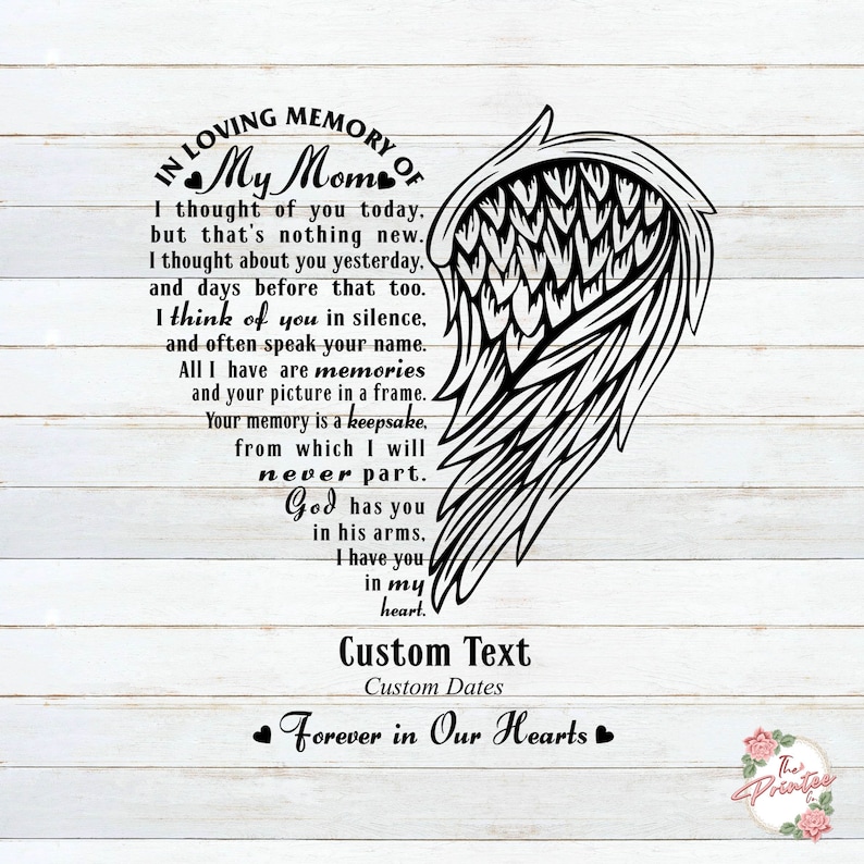 In Loving Memory of My Mom SVG, My Mom is an Angel Wings SVG, Decals ...