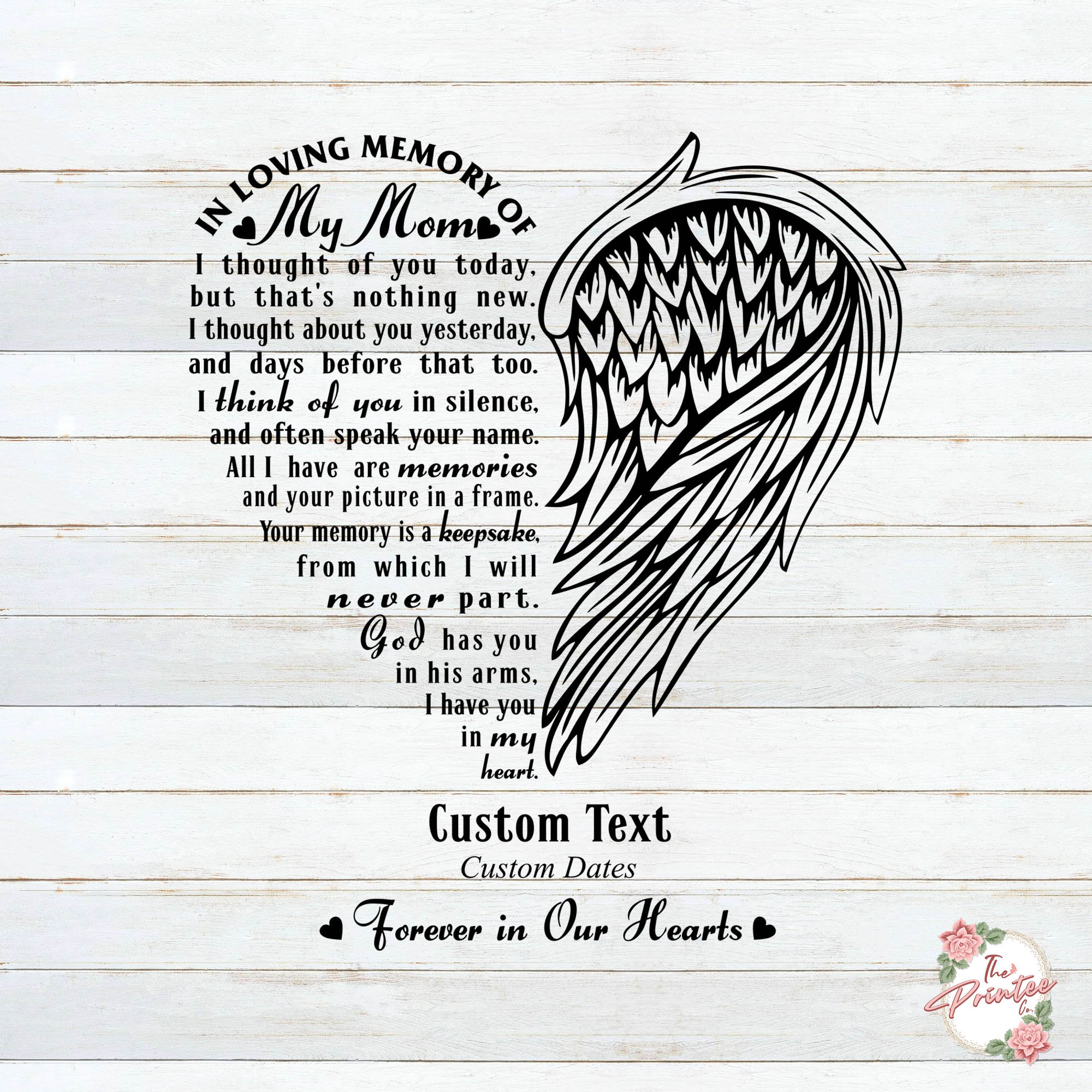 In Loving Memory of My Mom SVG, My Mom is an Angel Wings SVG, Decals ...