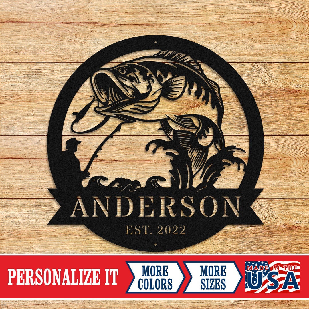 Personalized Bass Fishing Metal Name Sign Bass Fishing Metal - Etsy