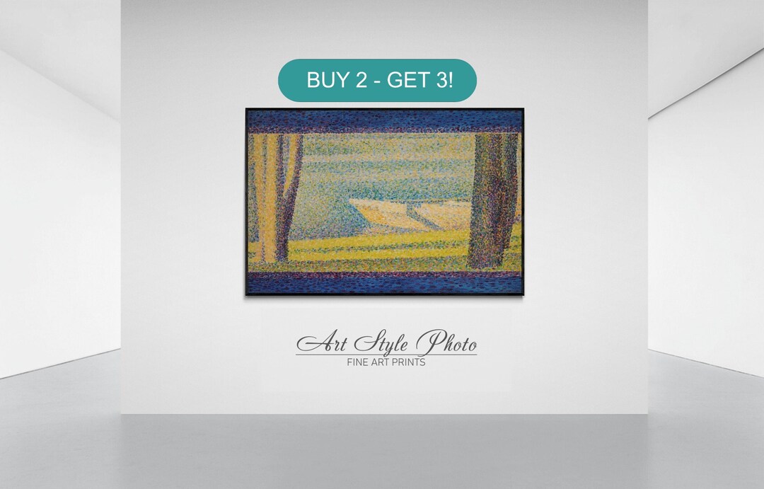 Georges Seurat Print: Moored Boats and Trees. Art Prints on Canvas or ...
