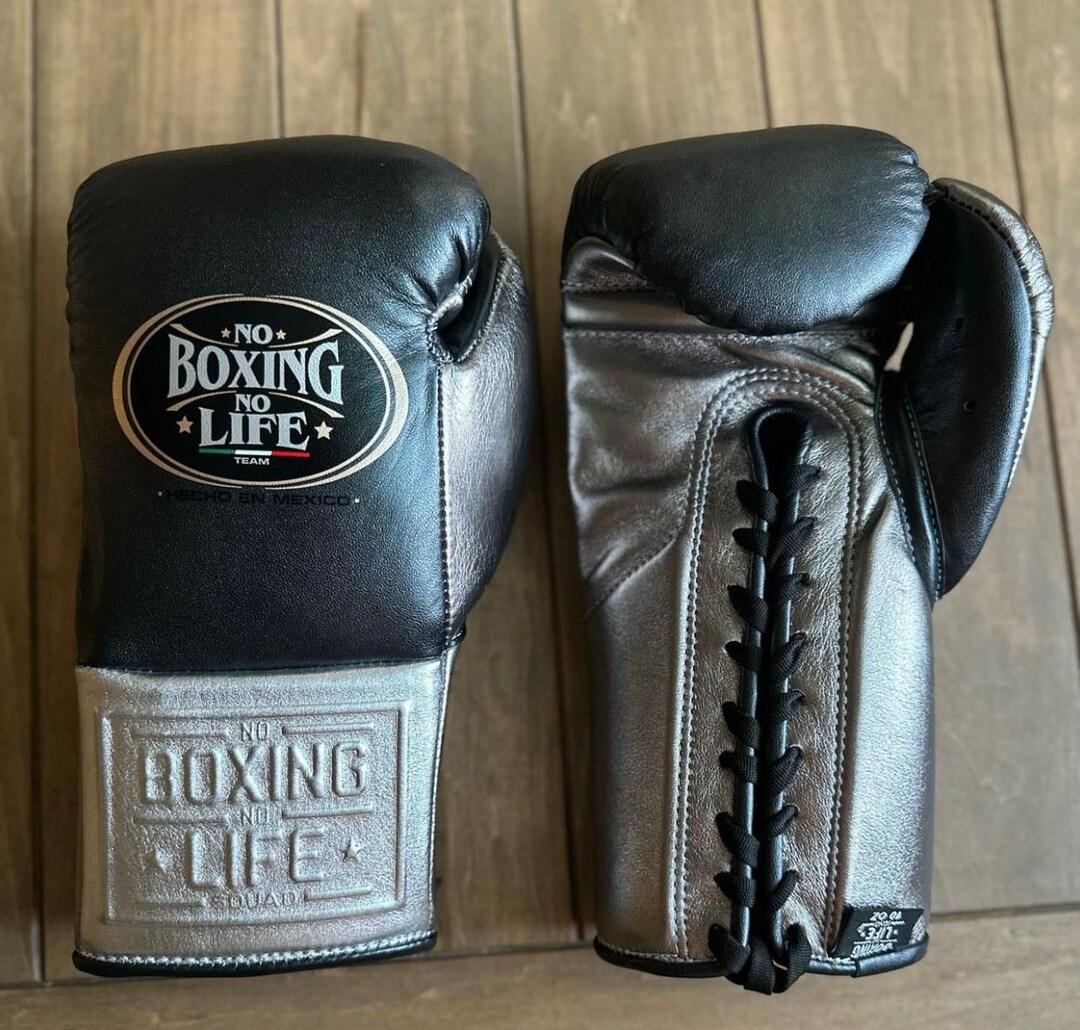 Custom Handmade Boxing Gloves No Boxing No Life Black & Grey ...