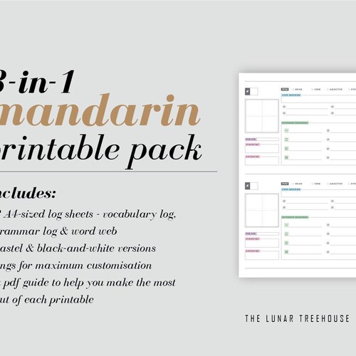 3-in-1 Mandarin Printable Pack - Etsy