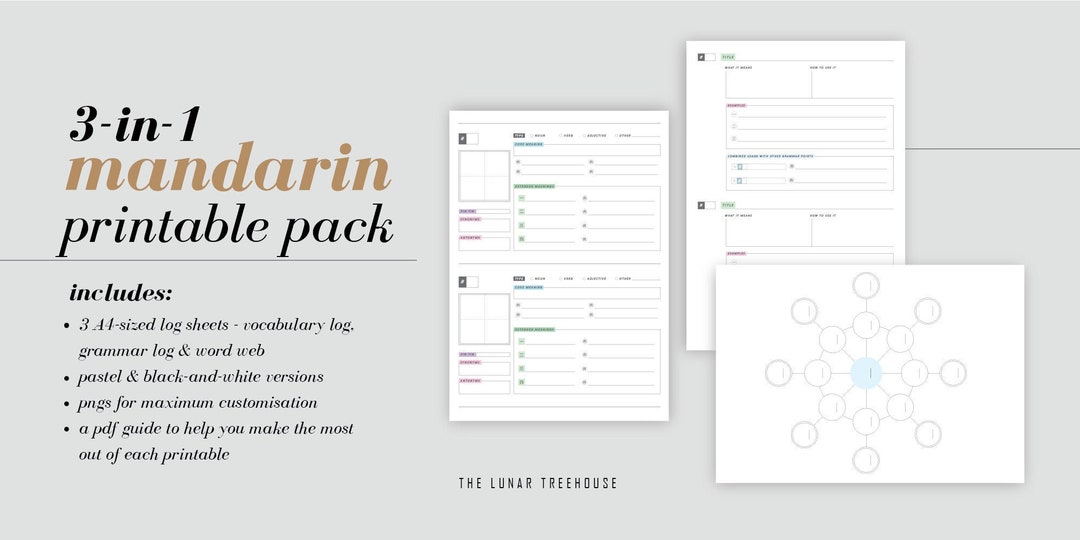 3-in-1 Mandarin Printable Pack - Etsy