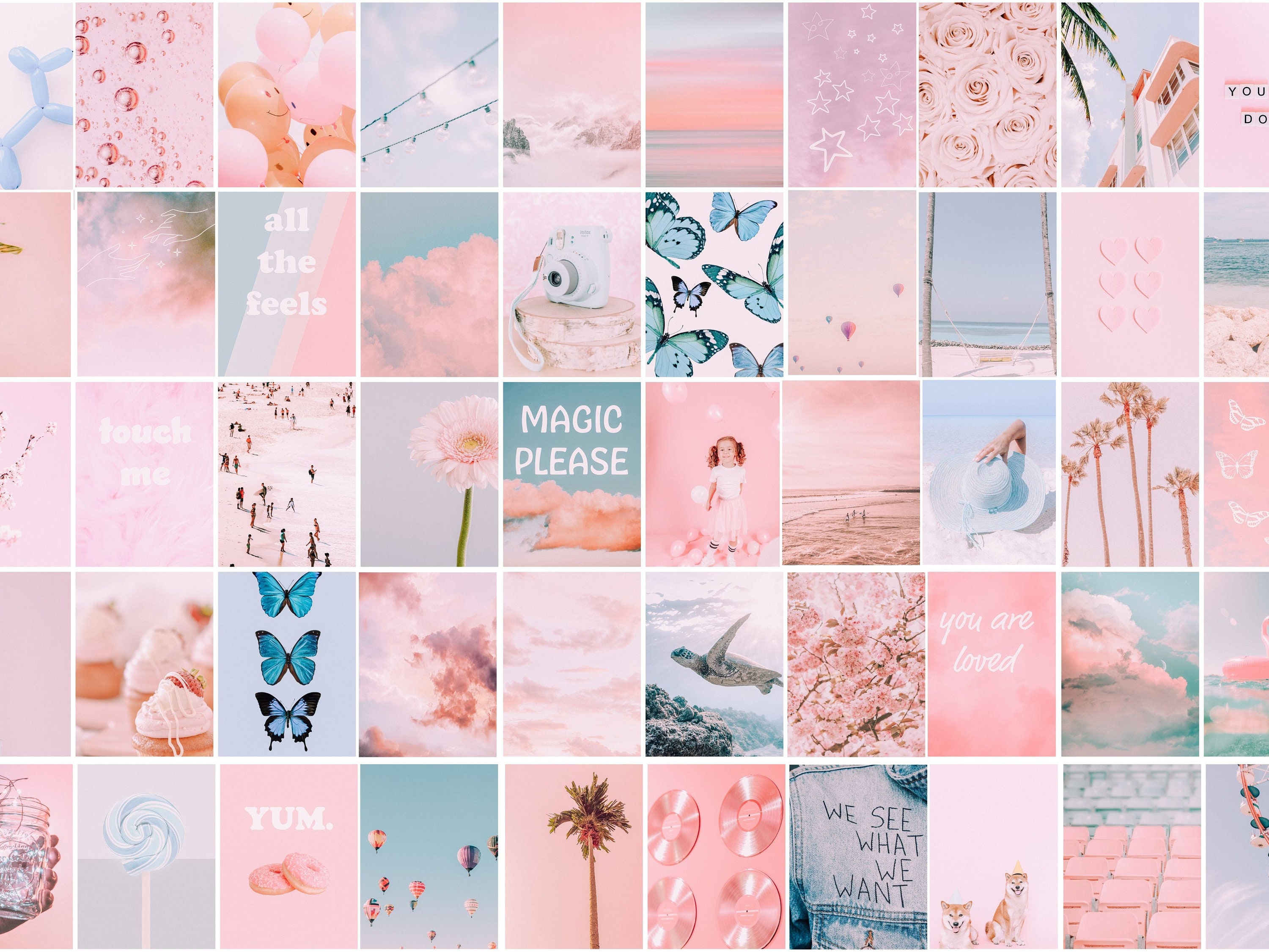 Pastel Wall Collage Kit Blue & Pink Photo Collage Kit Cloud - Etsy