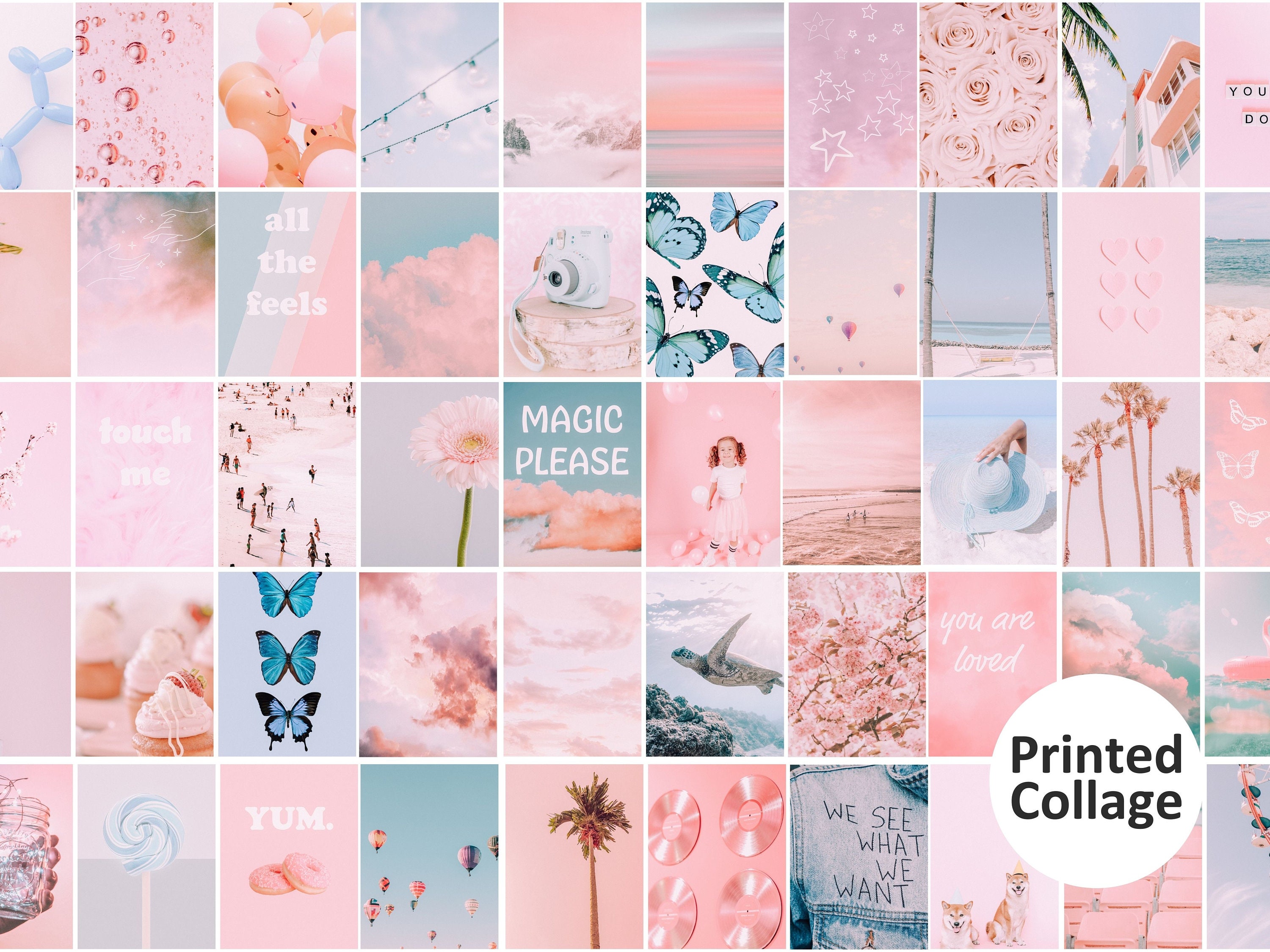 Pastel Wall Collage Kit Blue & Pink Photo Collage Kit Cloud | Etsy