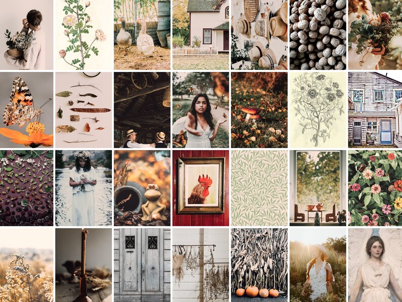 Cottagecore Wall Collage Kit Aesthetic Photo Collage Kit Etsy
