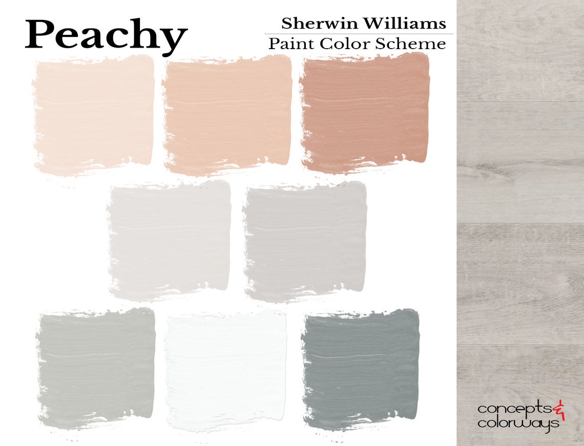 Gray and Peach Home Paint Color Scheme With Coordinating Flooring ...