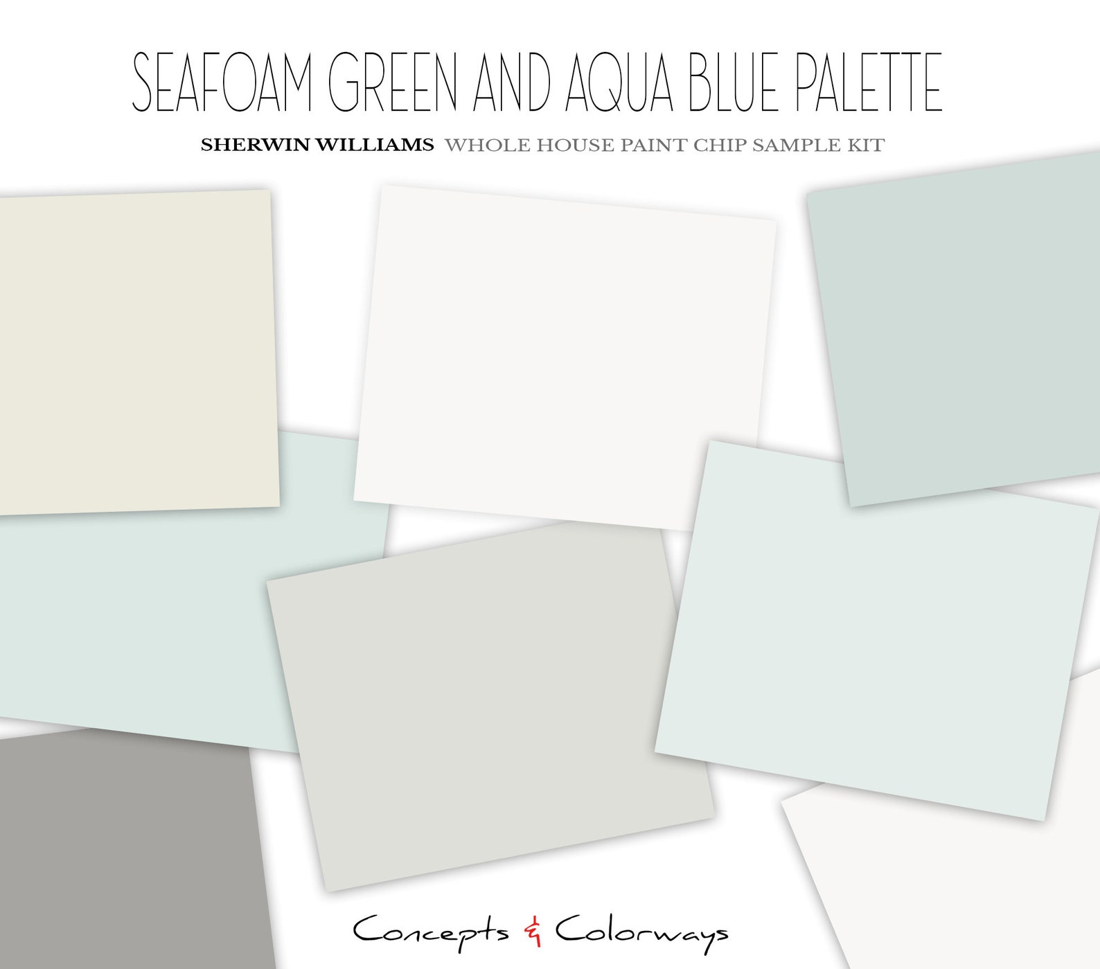 Seafoam Green & Aqua Blue Paint Color Sample Kit - Professional ...