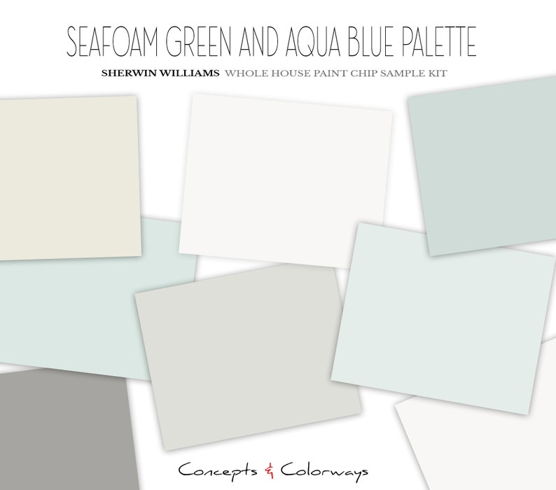 Seafoam Green & Aqua Blue Paint Color Sample Kit - Professional ...