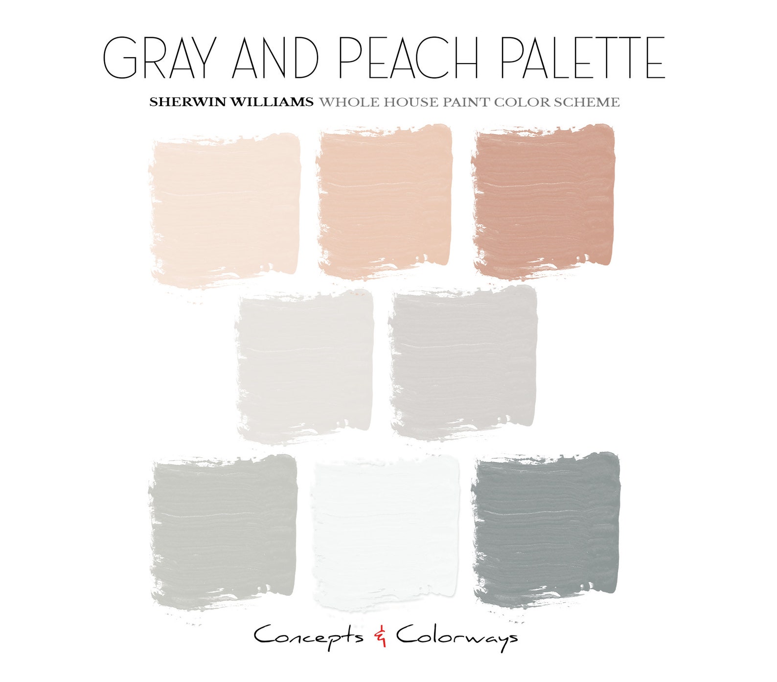Gray and Peach Paint Color Sample Kit for the Home - Professional ...